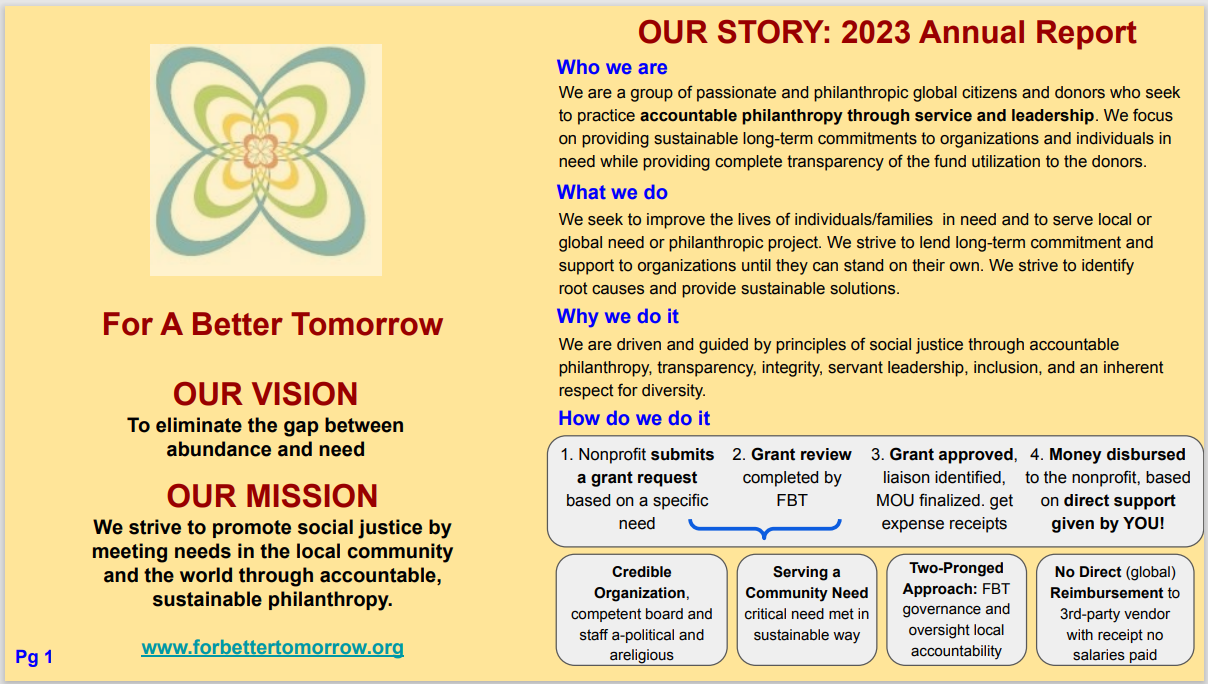 For a Better Tomorrow